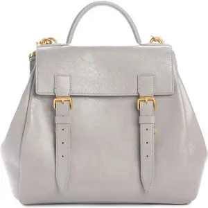 Dries Van Noten Glossy Leather Shoulder Bag In Light Grey 800 - 65